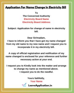 Application For Change Of Name In Electricity Bill (9+ Samples)