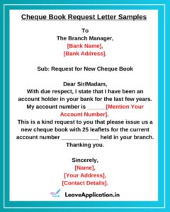 Application For Cheque Book Issue In Bank (13+ New Samples)