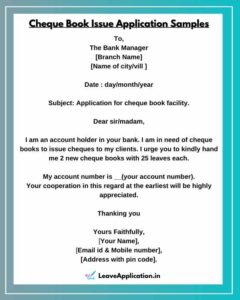 Application For Cheque Book Issue In Bank (13+ New Samples)