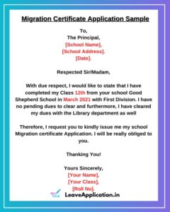 Application For Migration Certificate (10+ Samples)